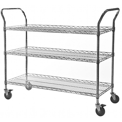Wire Trolley, Chrome, 2 and 3 Tiers Free UK Delivery