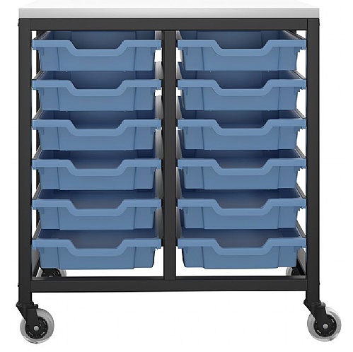Tray Storage Unit - Mobile Steel Frame with Small Gratnell Trays