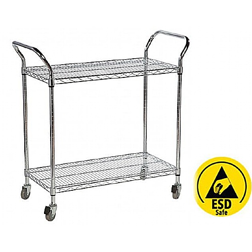 ESD Trolley, Chrome Wire, Static-Safe Free UK Delivery