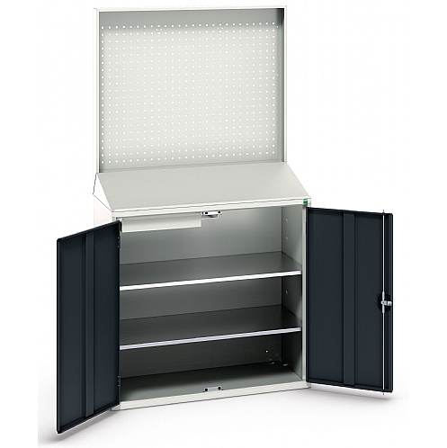 Industrial Cupboard Workstation - Back Panel & Sloping Top