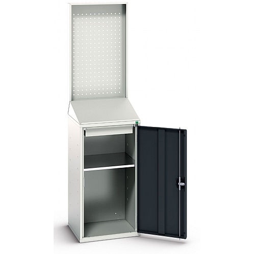 Industrial Cupboard Workstation - Back Panel & Sloping Top
