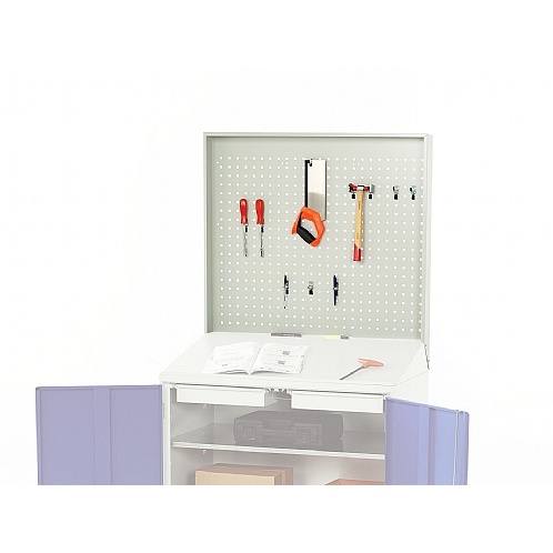 Industrial Cupboard Workstation - Back Panel & Sloping Top